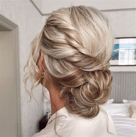 Wedding Twists And Bun Updo With Lowlights Mother Of The Bride Hair