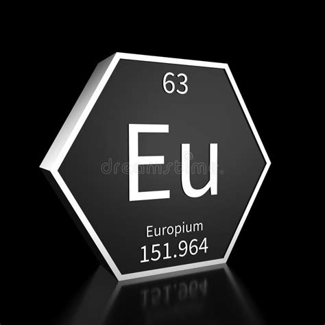 Periodic Table Element Europium Rendered Metal On Black On Black Stock
