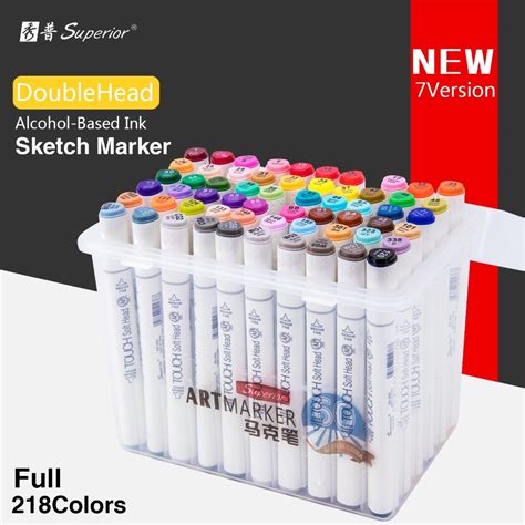 Superior 60 80 218Color Dual Soft Head Art Sketch Marker Set Alcohol