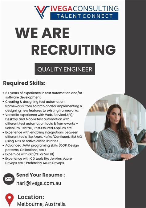 Qeengineer Qualityengineering Testautomation Selenium Azuredevops Hiring Melbourne