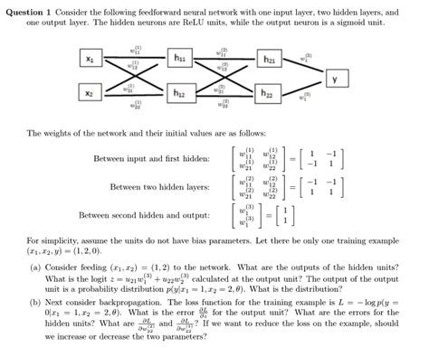 solved question consider the following feedforward neural network