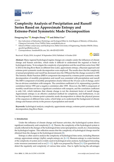 pdf complexity analysis of precipitation and runoff series based on