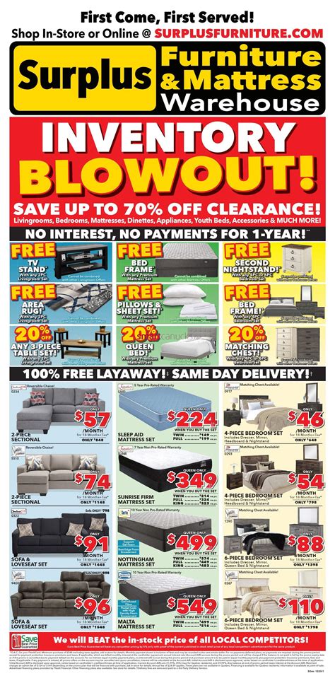 Surplus Furniture And Mattress Warehouse On Flyer November 27 To