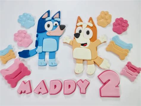 Bluey Edible Cake Topper Personalised Large Bluey Cake Decorations Fondant £1100 Picclick Uk