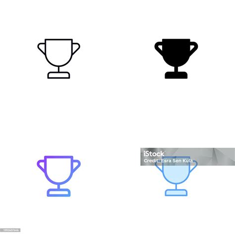 트로피 아이콘 디자인 네 가지 스타일의 편집 가능한 스트로크 선 솔리드 플랫 라인 및 컬러 그라디언트 라인 웹 페이지 모바일 앱
