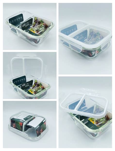100 Borosilicate Glass High End 640 Ml Lunch Box Container With Leak