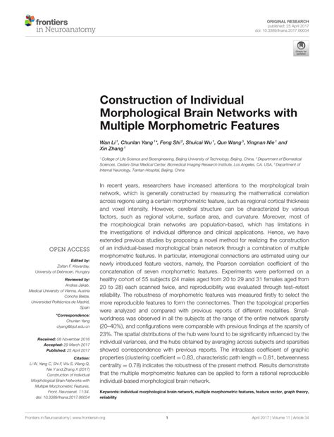 Pdf Construction Of Individual Morphological Brain Networks With