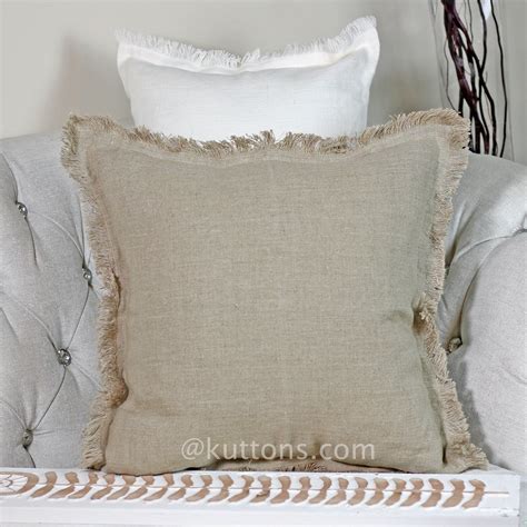 Handcrafted Linen Throw Pillow Cover Rich Luxurious Fringes Natura
