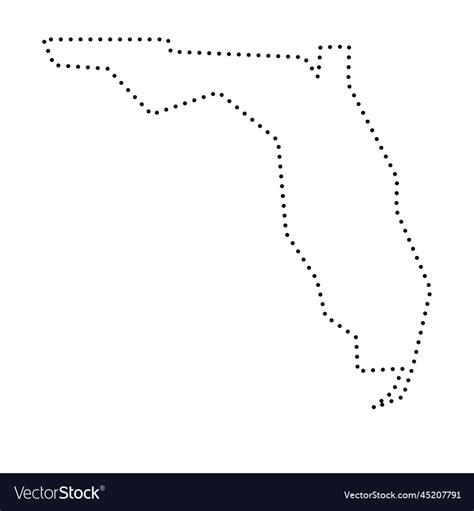 Florida Black Outline Map State Of Usa Royalty Free Vector