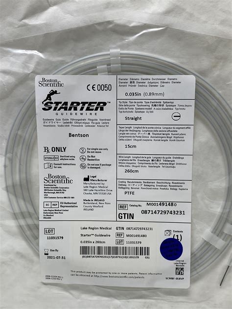 New Boston Scientific M001491480 Bentson Starter Guidewire Exp2022 02