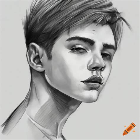 Hand Drawn Pencil Sketch Of A Mature Looking Young Man On Craiyon
