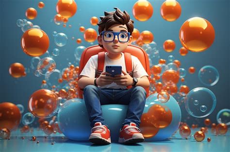 Premium Ai Image Social Media Concept Nerd Larry Sits On A Bubble