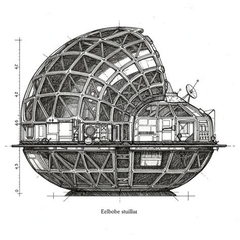 Futuristic Architectural Design Of A Dome Shaped Structure Resembling A Spacecraft Or Stock
