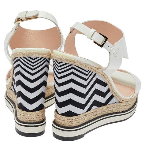 Nicholas Kirkwood White Patent Leather Wedge Ankle Strap Sandals Size