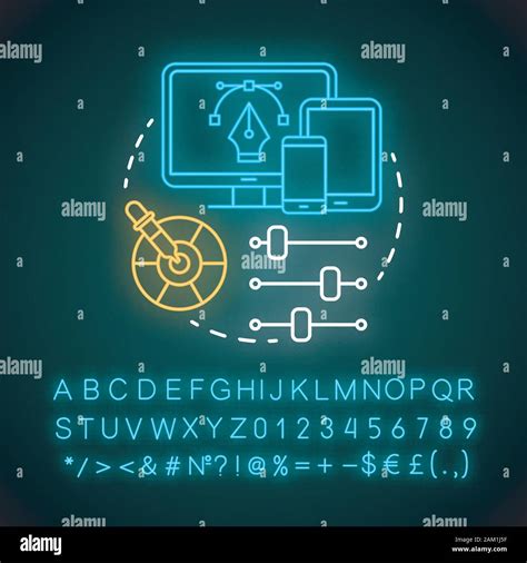 Cross Platform Design Neon Light Concept Icon Responsive User