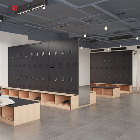 Waterproof Compact Laminate Gym Lockers And Bench Space Saving Design Durable
