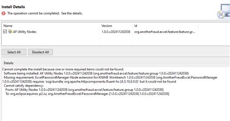 Unable To Install Af Utility Nodes Extension Knime Versions 5 2 1