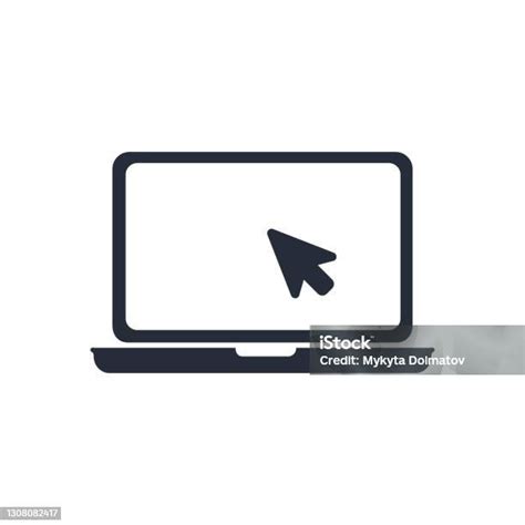 포인터 또는 커서 아이콘이 격리된 랩톱입니다 노트북 화면 템플릿입니다 흰색 배경에 마우스를 클릭하여 표시합니다 0명에 대한 스톡 벡터 아트 및 기타 이미지 Istock
