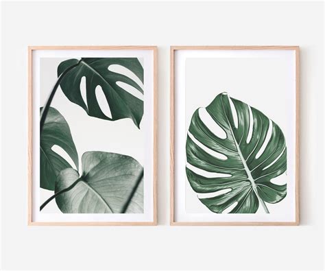 Monstera Wall Art Set Of 2 Prints Monstera Art Prints Printable