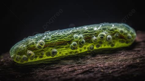 Green Worm On A Dark Background Protista Picture Background Image And