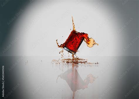 Tilted Glass Overflowing With Whiskey Rough Bold Pour Hitting He Glass