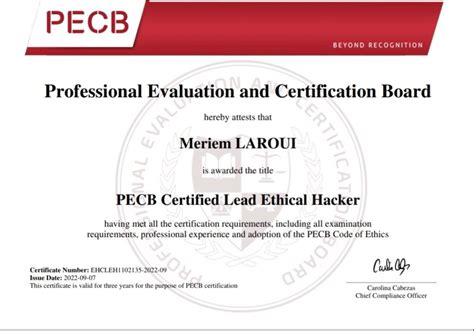Meriem Laroui On Linkedin Cleh Pecb Certifiedethicalhacker Cybersecurity