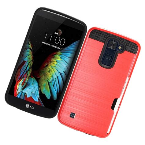 LG K10 2016 Case LG K10 Phone Case By Insten Brushed Chrome ID Card Slot Hybrid Dual Layer