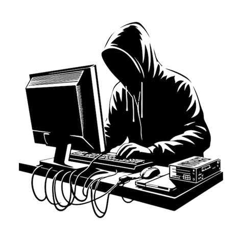 Computer Hacker Silhouette Vector Illustration Premium AI Generated Vector