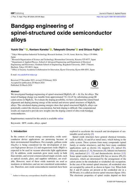 Bandgap Engineering Of Spinel Structured Oxide Semiconductor Alloys Request Pdf