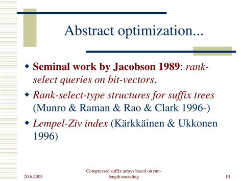 Ppt Compressed Suffix Arrays Based On Run Length Encoding Powerpoint Presentation Id1303580