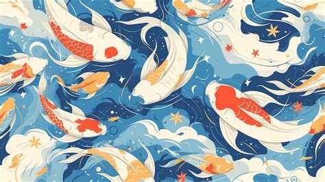 Premium Vector Thai Fish Patterns With Flowing Lines