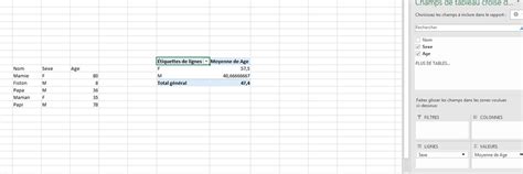 Moyenne d âge par sexe dans un tableau croisé dynamique Excel Forum Formule Excel