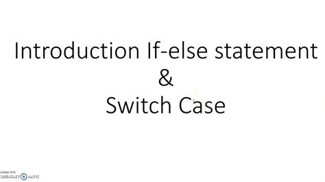 If Else Switch Case YouTube