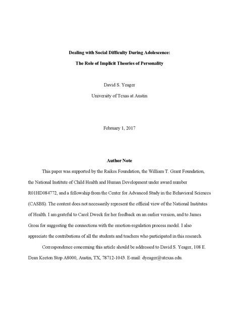 The Role Of Implicit Theories Of Personality Docsity