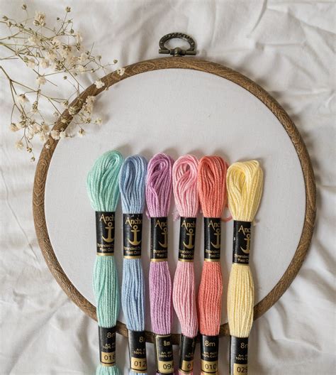 Best 13 Pastel Colours Anchor Stranded Cotton Embroidery Thread Set Of
