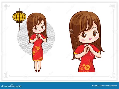 Pretty Chinese Girl In Mandarin Gown With Chinese New Year Festival 063