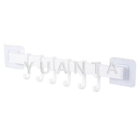 Yuanta ราวตะขอ พลาสติกอเนคประสงค์ แบบติดแผ่นกาว ไม่ต้องเจาะผนัง ราวติด
