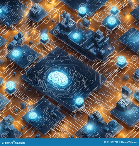 Electric Brains, Artificial Intelligence Concept Stock Illustration - Illustration of cyberspace ...