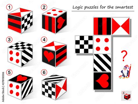 Logic Puzzle Game For Smartest Need To Find The Cube Which Matches To The Template Printable