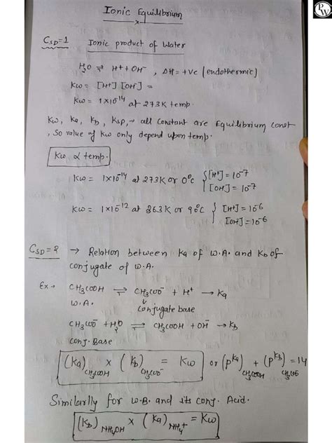 Ionic Equilibrium Notes Pdf