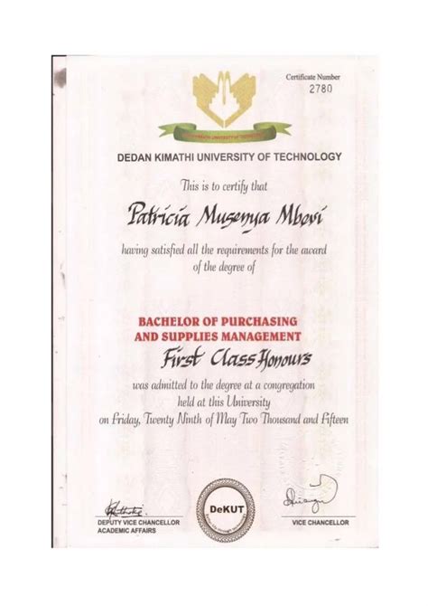 Buy Transcript Certificate From The Dedan Kimathi University Of