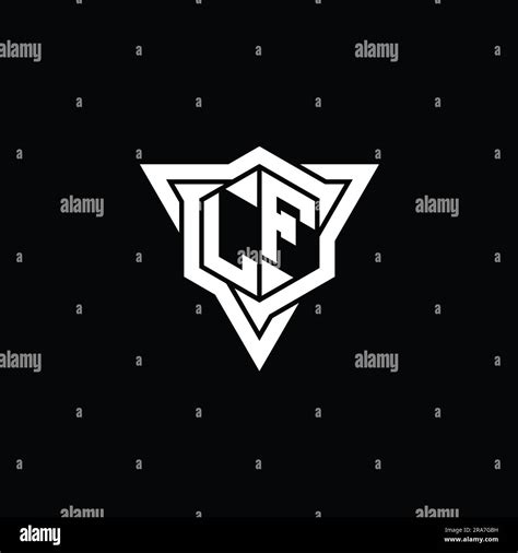 Lf Letter Logo Monogram Hexagon Shape With Triangle Outline Sharp Slice Style Design Template