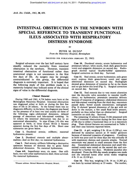 Pdf Intestinal Obstruction In The Newborn With Special Reference To