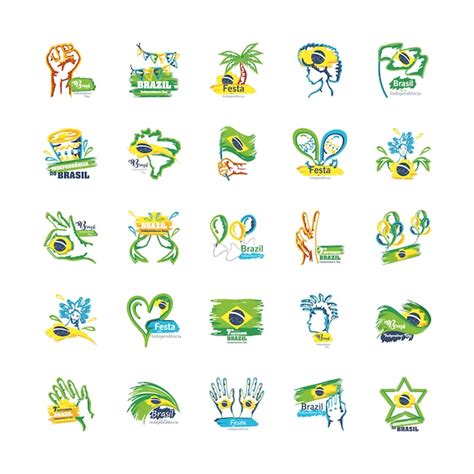 Pacote de emblemas do dia da independência do brasil Vetor Premium