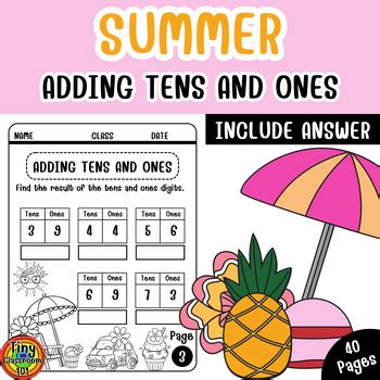 Summer Math Bundle Adding Subtracting Tens And Ones Worksheets