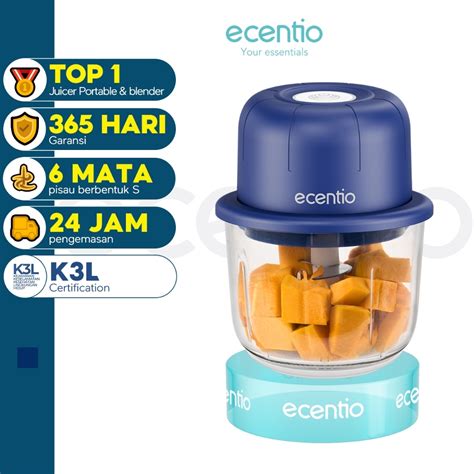 Jual Ecentio Chopper Mini 6 Pisau 350ml Kaca Blender Portable Cope