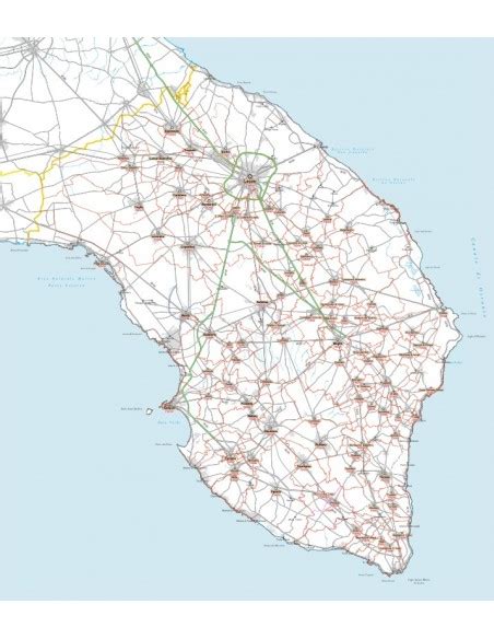 Carta Stradale Con CAP Della Provincia Di Lecce