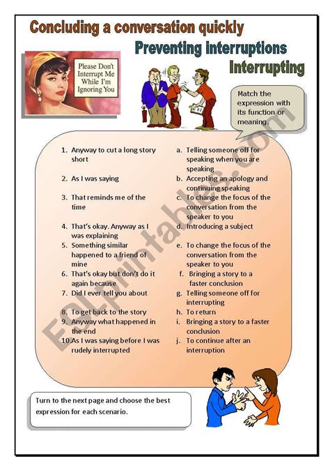 Interrupting Cutting A Story Short Preventing Interruptions Esl