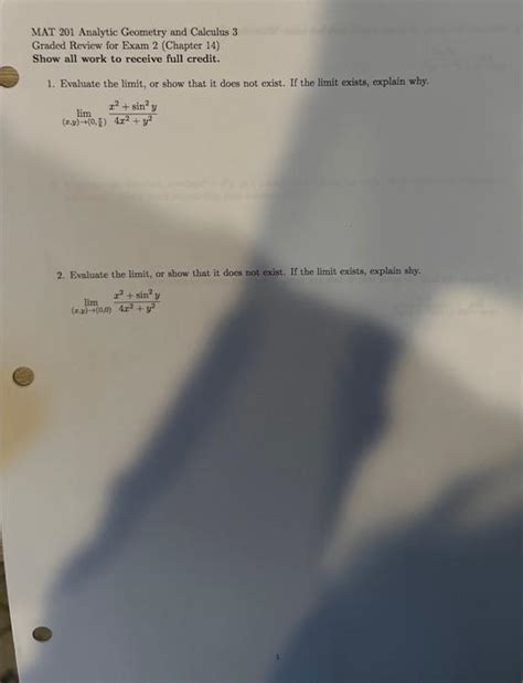 Solved MAT 201 Analytic Geometry And Calculus 3 Graded Chegg