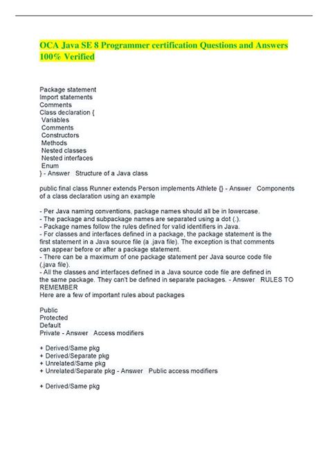 Oca Java Se 8 Programmer Certification Questions And Answers 100